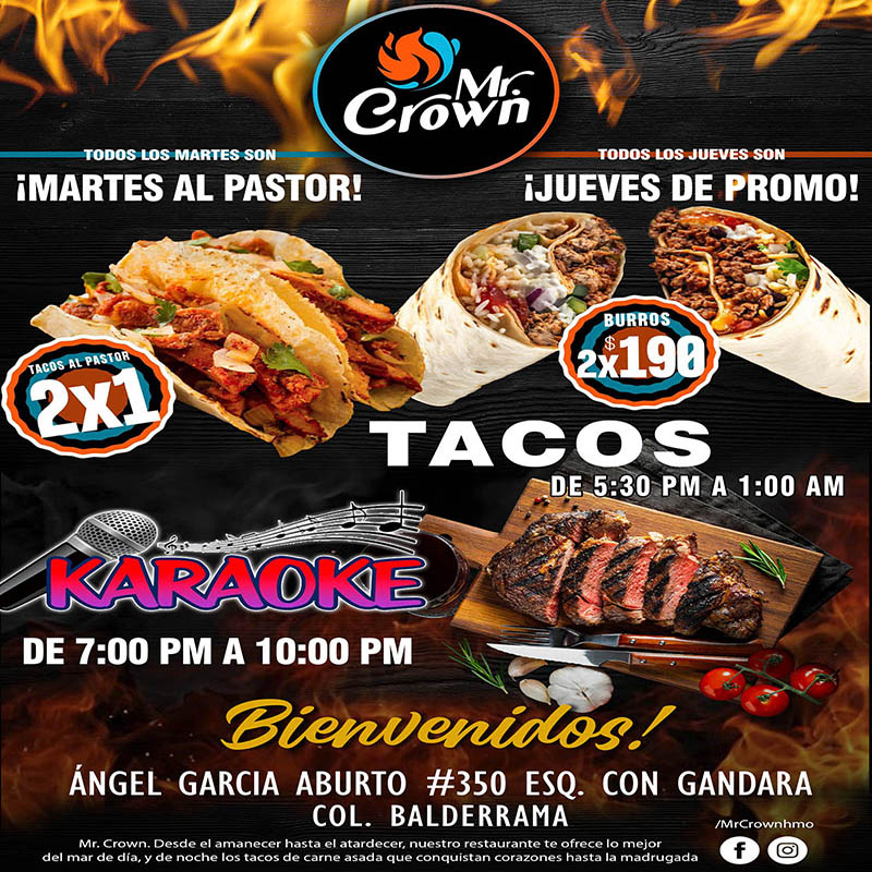 Mr. Crown 🌮🌯 Descubre Mr. Crown Tacos y Burros de Carne Asada que ...